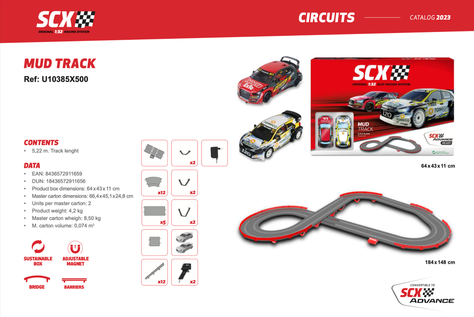 SCX SCALEXTRIC 1/32 SCALE ANALOG MUD TRACK U10385X500 | eBay