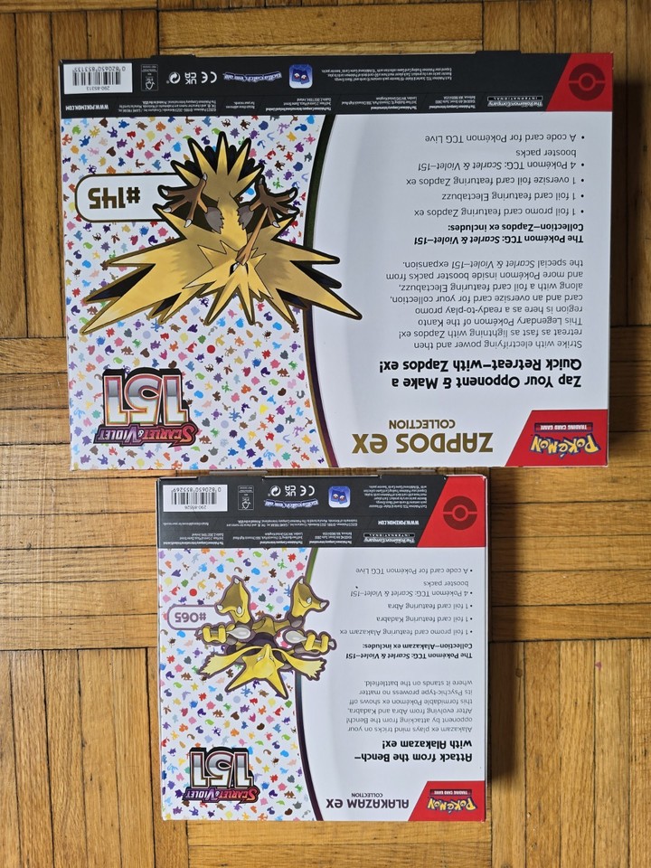 Pokémon TCG - S/V 151 Zapdos ex and Alakazam ex Bundle Deal - 8 packs ...