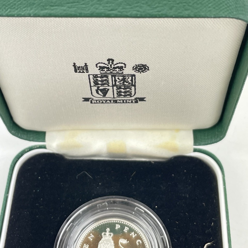 1992 Proof Piedfort Sterling Silver Ten Pence 10p Coin Cased With COA ...