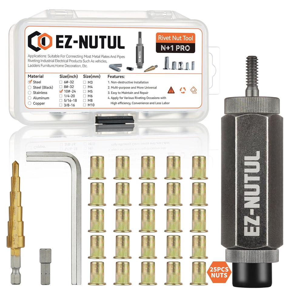 Rivet Nut Installation Tool Set Flat Head Rivnut Threaded Insert Nut ...