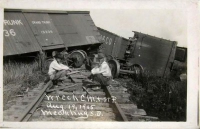 Train Wreck Meckling South Dakota Cm & St. Paul Railway RPPC Photo ...