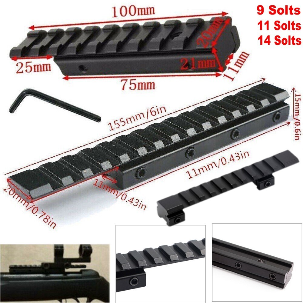 11mm to 20mm Dovetail Extension Scope Mount Base Weaver Picatinny Rail ...