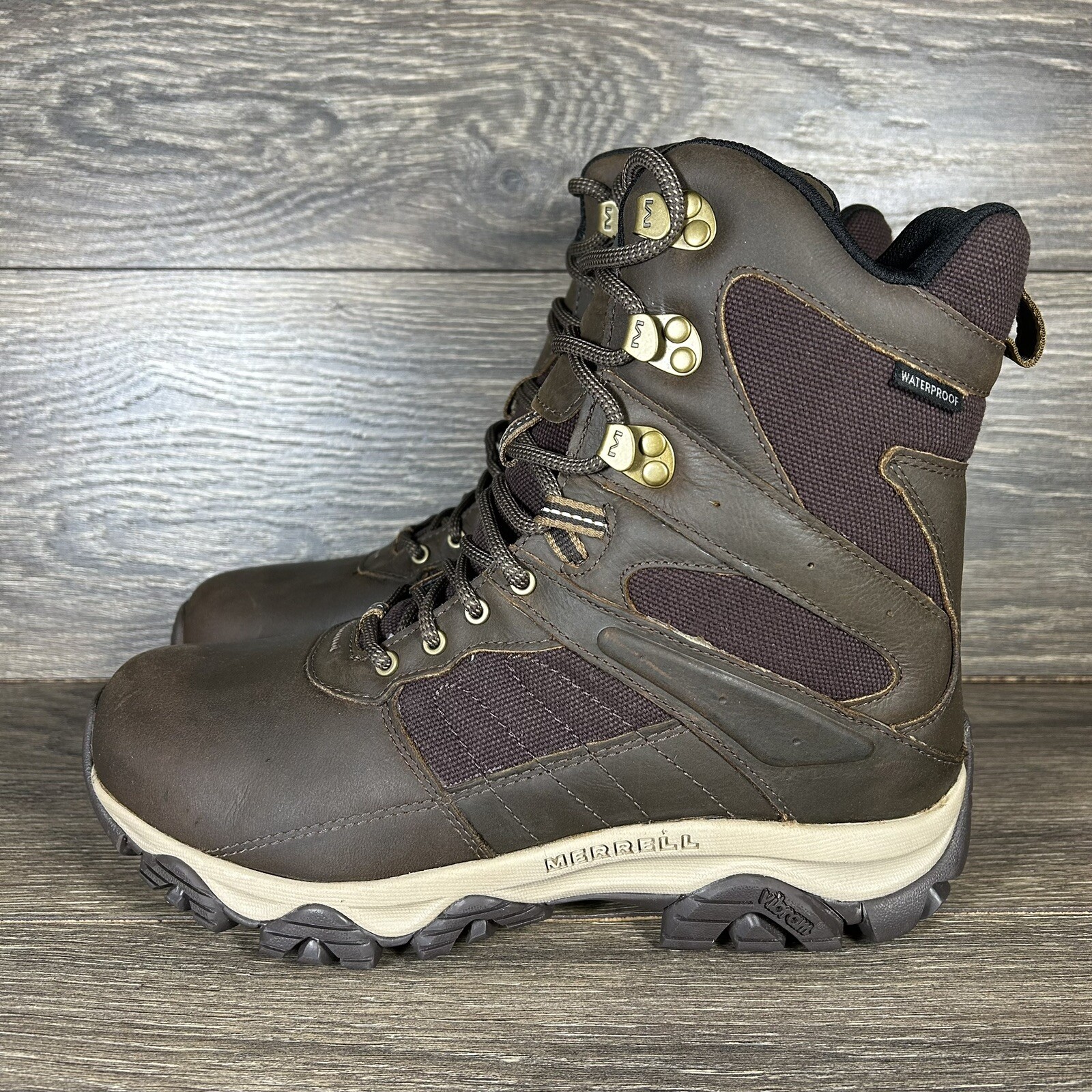 Merrell Mens Moab 2 Timber 8" Inch Brown Thermo Waterproof Vibram Work ...