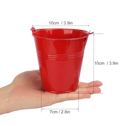 15 Pack 4 Inch Red Iron Pail Metal Buckets with Handle Easter ...
