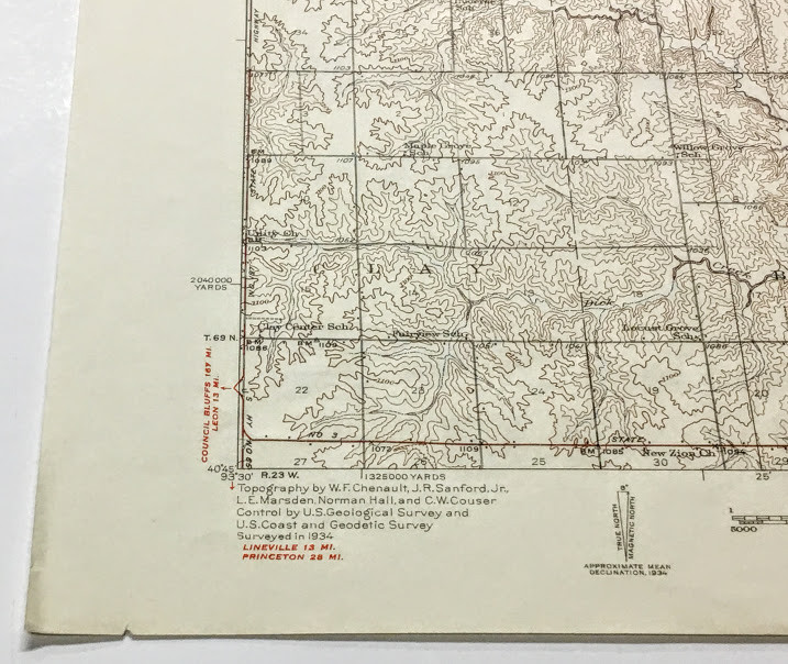Corydon Quadrangle, Iowa 1937 Iowa Topographical Map Vintage Not a ...
