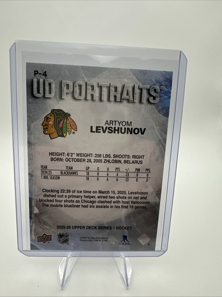 2025-26 Ud series 1 Hockey UD Portrait Card For Artyom Levshunov. | eBay