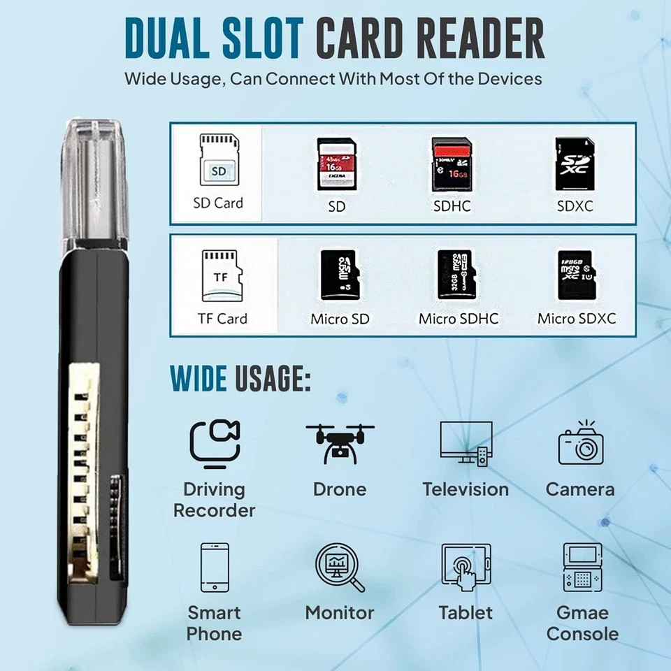 2 In 1 TF SD Card Reader USB 3.0 Micro SD Card To USB Adapter Smart ...