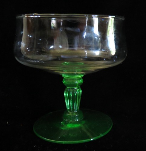 Libbey Rock Sharpe Floridian Venetian Optic Green Stem 3 ½” Low Sherbet ...