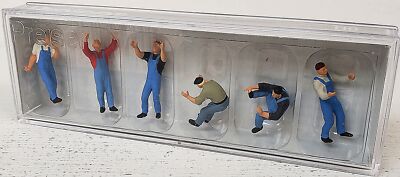 PREISER NEW #10497 HO 1/87 Scale Set of 6 Construction Worker ...