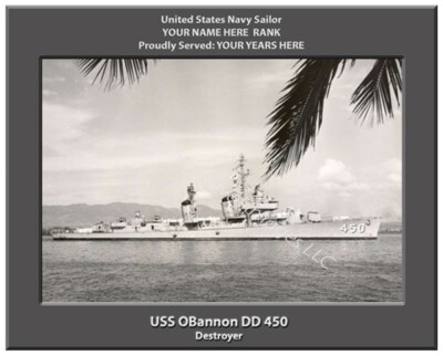 USS O'Bannon DD 450 Personalized Canvas Ship Photo 2 Print Navy Veteran ...