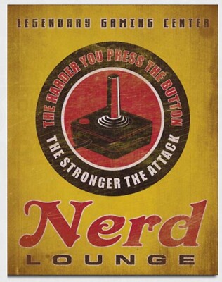 Nerd Lounge Video Gaming Game Funny Humor Retro Wall Decor Metal Tin ...