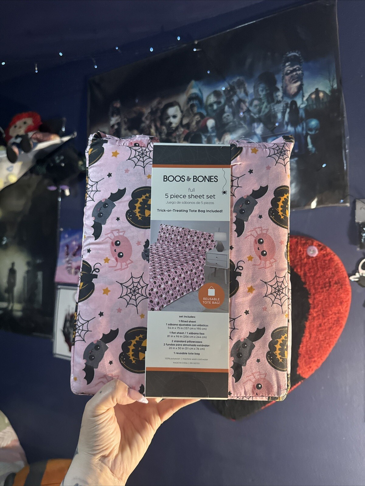 Boos And Bones FULL pink Halloween Bed Sheets | eBay