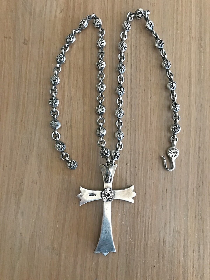 CHROME HEARTS STERLING SILVER LARGE CROSS AND CHAIN | eBay