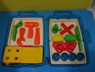 1978 Mattel Folding Tuff Stuff Workshop Tool Kit Blue Box Set Work ...