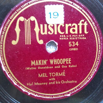 78 rpm Musicraft 534, Mel Torme, Makin' Whoopee, Do It Again, jazz VG ...