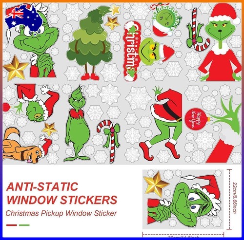 8Pcs/Set Christmas Grinch Wall Window Grinches Art Decals Stickers Home ...