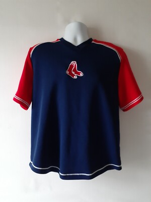Boston Red Sox men's navy blue red short sleeve v-neck top size L | eBay