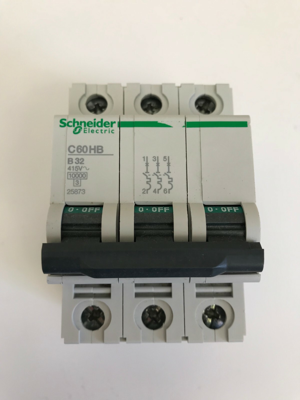 SCHNEIDER 32a MCB MERLIN GERIN MULTI 9 3 POLE 3 PHASE B TYPE C60HB332 ...