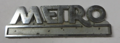 Vtg METRO Dealership Emblem Logo Tag Advertising Car Dealer Metal 4" x ...