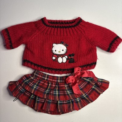 BUILD A BEAR RED KNIT HELLO KITTY SCOTTY DOG SWEATER & TARTAN PLAID ...