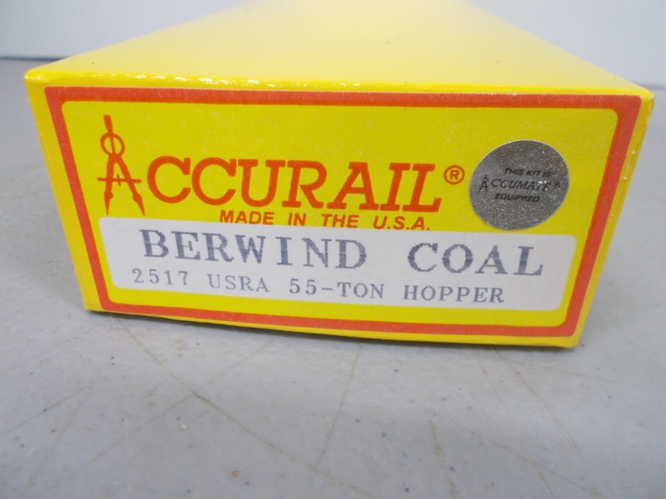 ACCURAIL # 2517~ BERWIND COAL 55-TON HOPPER CAR # 3363~ KIT ~HO SCALE ...