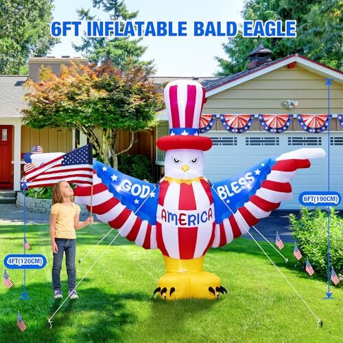 Independence Day Patriotic Inflatable Outdoor 6 FT Inflatables Eagle | eBay