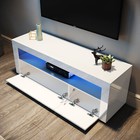 Modern TV Unit Cabinet White Stand High Gloss Sideboard 120cm with LED ...