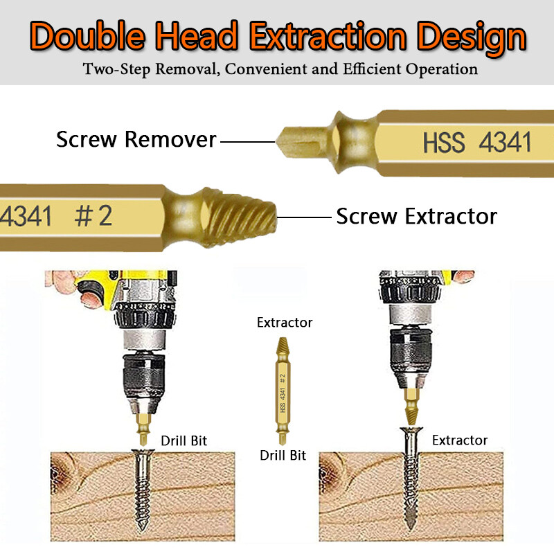 12PC Damaged Screw Extractor Set Easy Out Broken Drill Bit Remover Kit ...