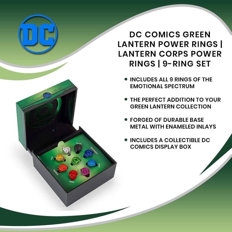 DC Comics Green Lantern Power Rings | Lantern Corps Power Rings | 9 ...
