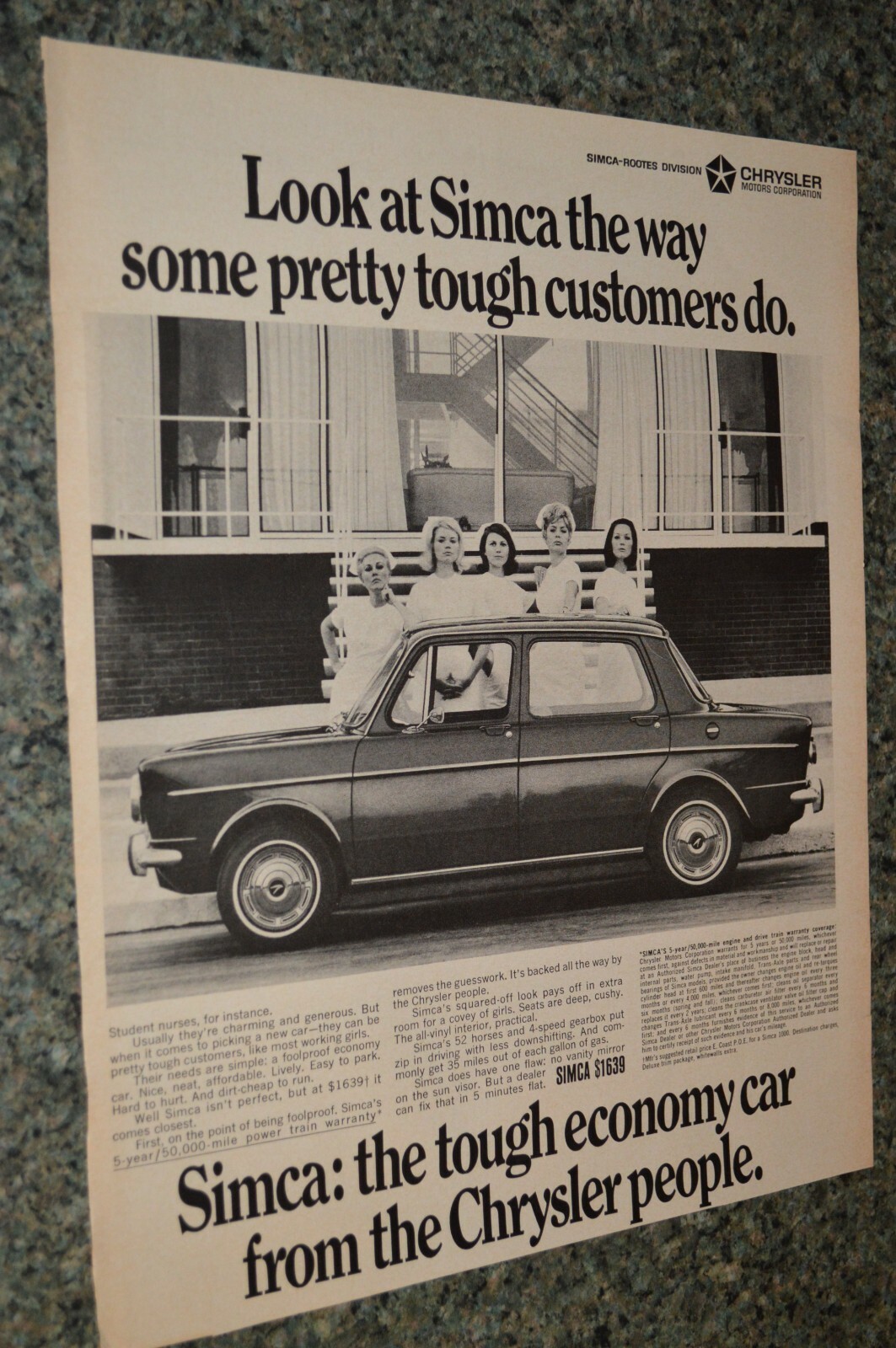 1967 SIMCA 1000 ORIGINAL LARGE ADVERTISEMENT PRINT AD 67 | eBay