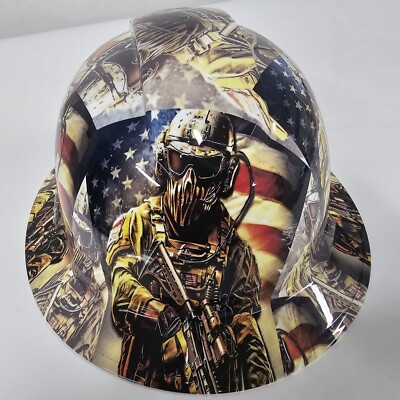full brim hard hat custom hydro dipped IN AMERICAN SOLDIER USA ...