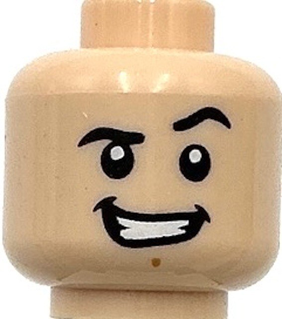 Lego New Minifigure Head Dual Sided Black Eyebrows Medium Nougat Chin ...