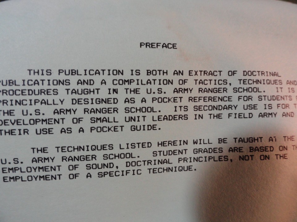 U.S ARMY RANGER HANDBOOK TRAINING BOOK MILITARY RANGER MANUAL BOOK 1992 ...