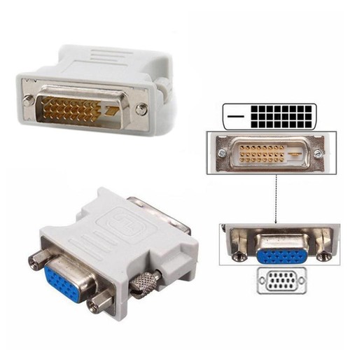 15 Pins White VGA Female to 24+1 pin DVI-D Male Adapter Lot Converter ...