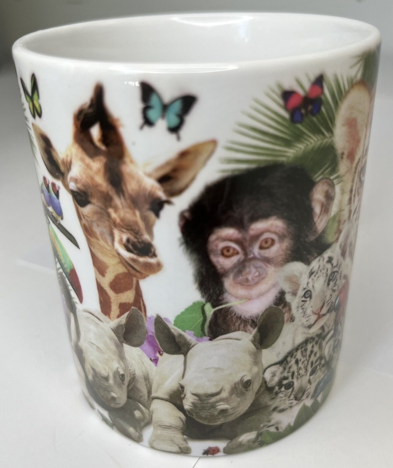 Cincinnati Zoo Animal Coffee White Mug Multicolor Tiger Elephant Zebra ...