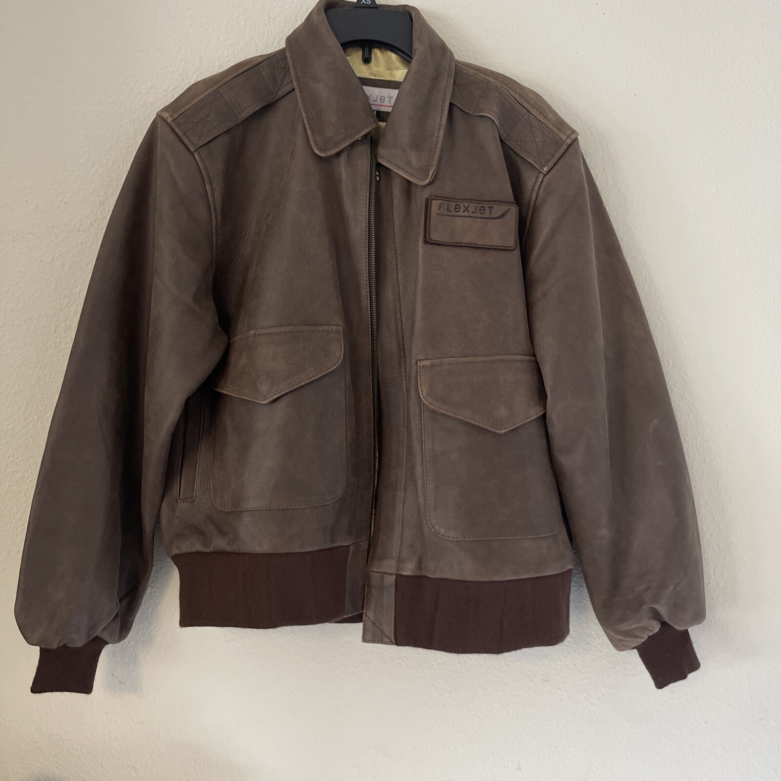 Flex Jet Bomber Pilot Men’s Brown Leather Bomber Jack… - Gem