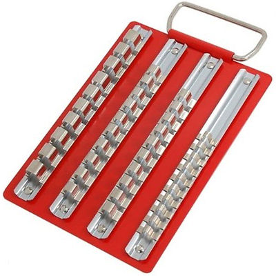 SOCKET RAIL TRAY holds 40 sockets 1/4" 3/8" 1/2" drive clips tool box ...