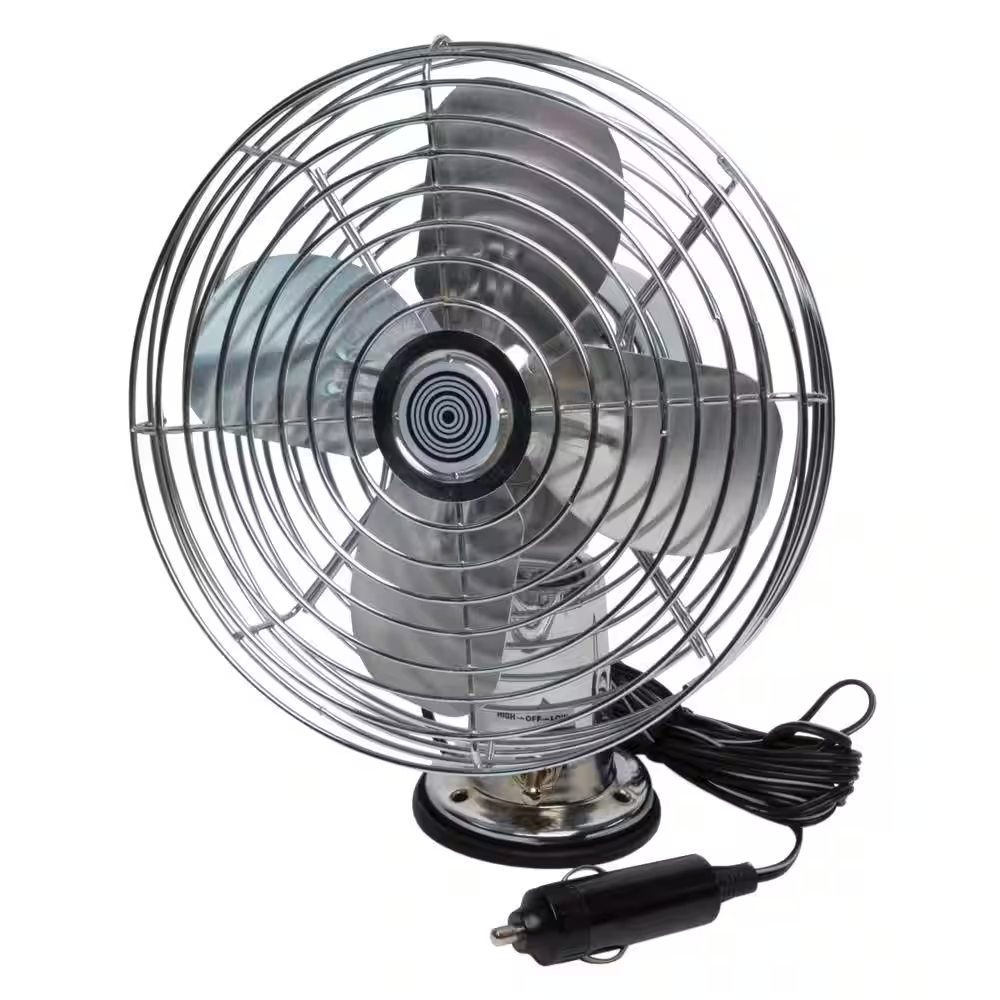 12-Volt Metal Fan Heavy-Duty Truck Car Camper Boat 2-Speed Mountable ...