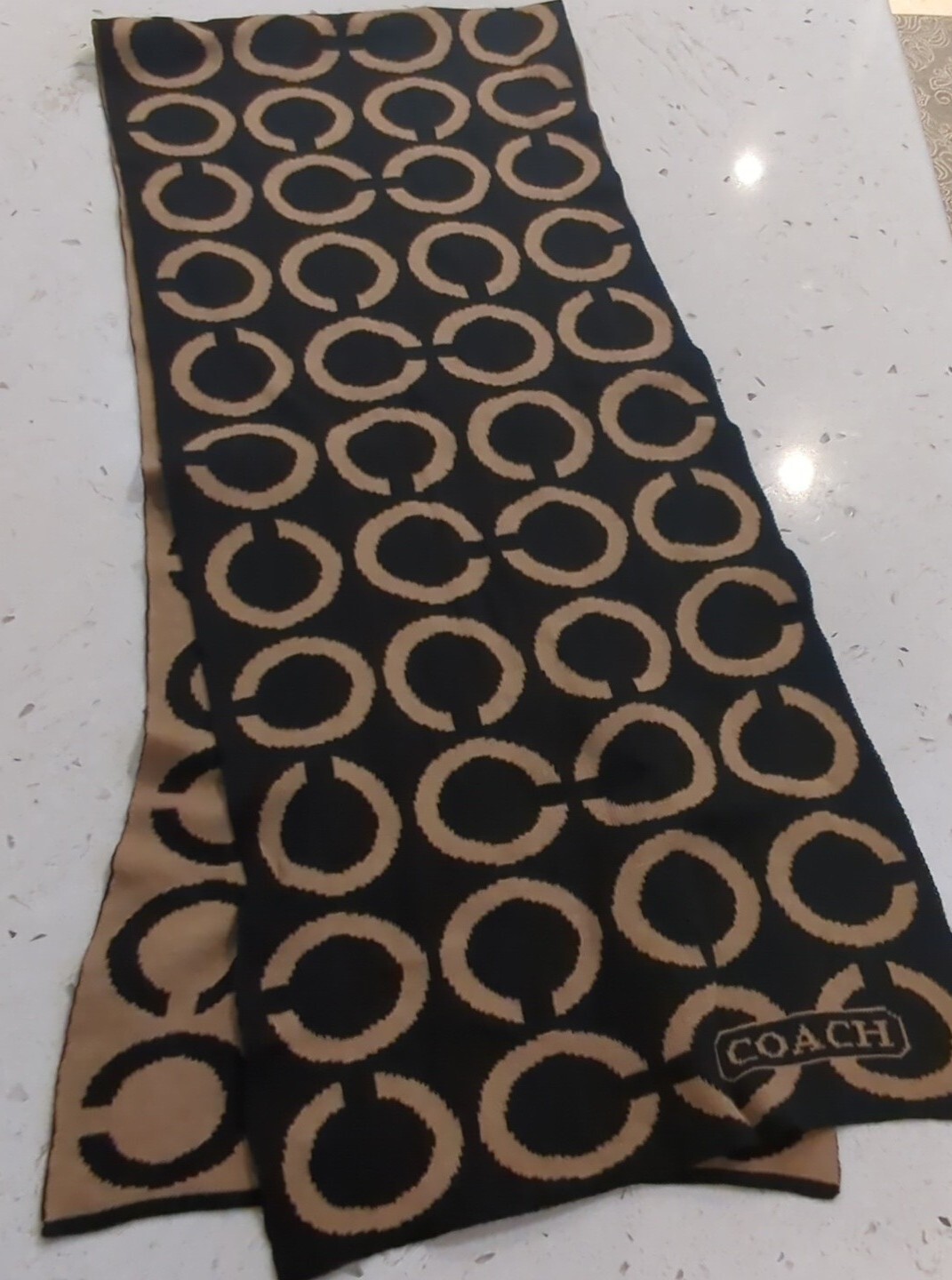 Coach camel and brown logo Signature scarf size 78" x… - Gem