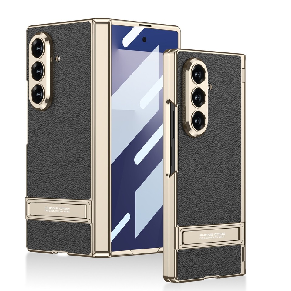 For Samsung Galaxy Z Fold 7 Electroplated Stand Leather Case W/ Screen ...