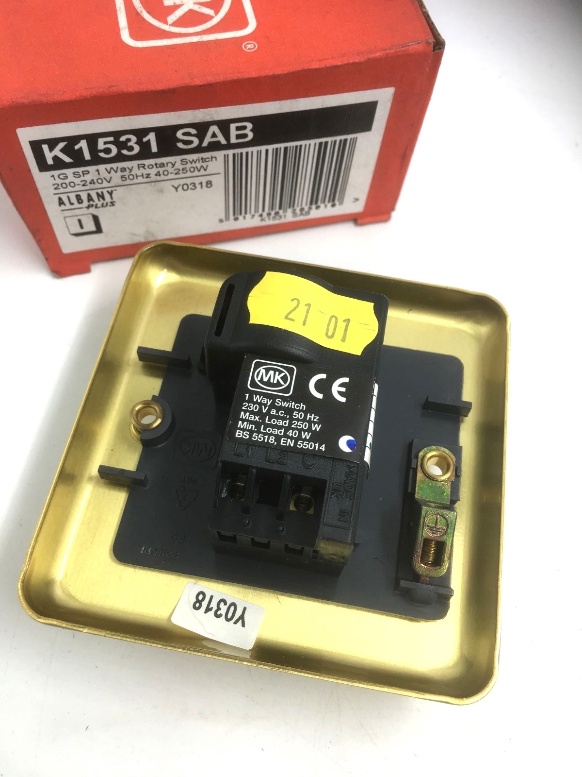 MK ALBANY PLUS SP 1G 1 WAY ROTARY DIMMER SWITCH SATIN BRASS 40-250W ...