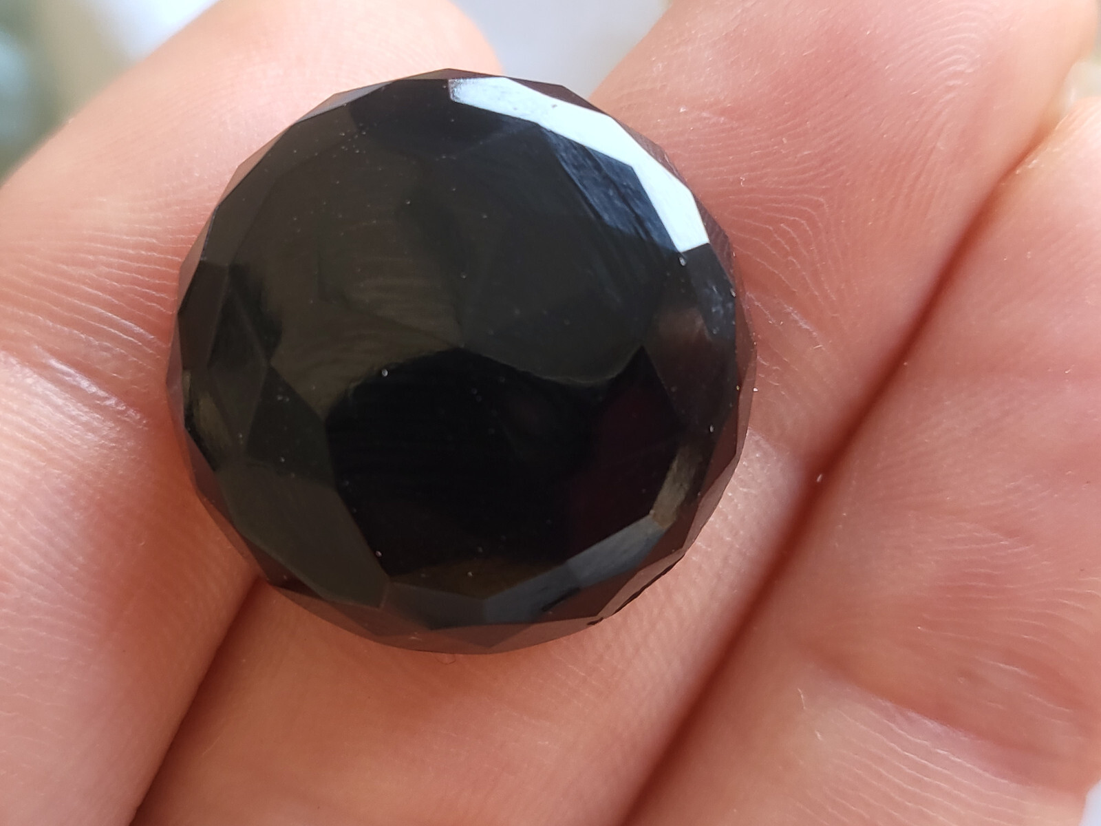 Bouton ancien en verre noir facette pied métal effet jais diamètre 2,3 ...