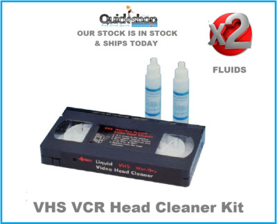 VHS VCR Head Cleaner Kit for Video Tape Cassette AND 2 x 20ML Cleaning ...