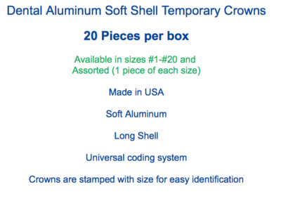 Dental Aluminum Shell Temporary Crowns (20 pcs) Sizes 1-20 SOFT | eBay