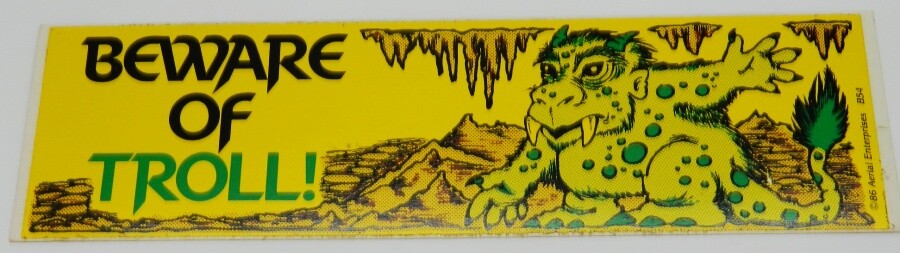 Beware of Troll! with Image of Troll Vinyl Bumper Sticker NEW UNUSED | eBay
