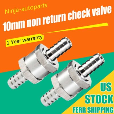 2PCS 10mm 3/8" Inline Check Valve Fuel Diesel Liquid Oil Air One Way ...