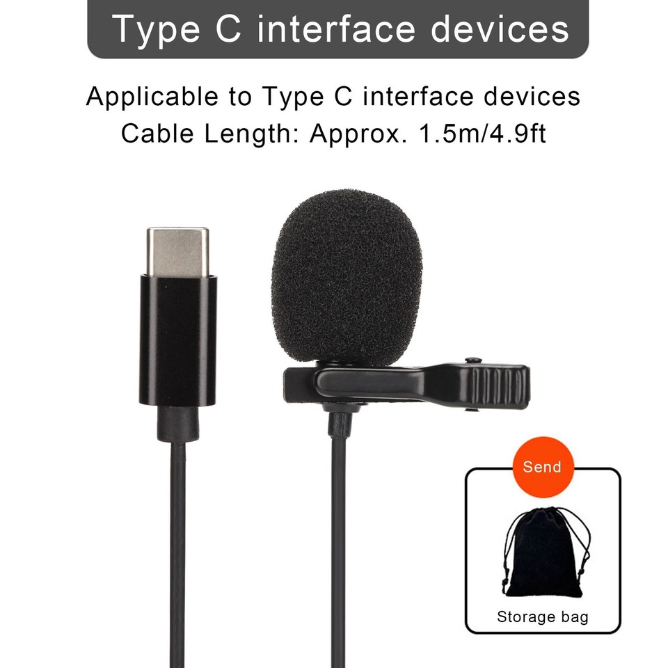 Lavalier Microphone USB C Lavalier Microphone 4.9ft For Conference ...