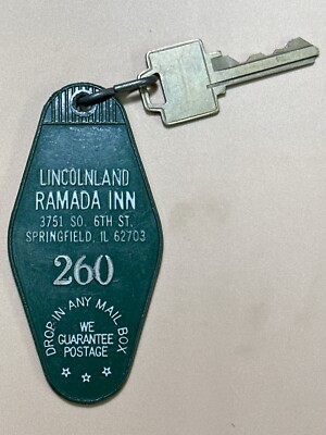 Lincolnland Ramada Inn Hotel Motel Room Key Fob & Key Springfield ...