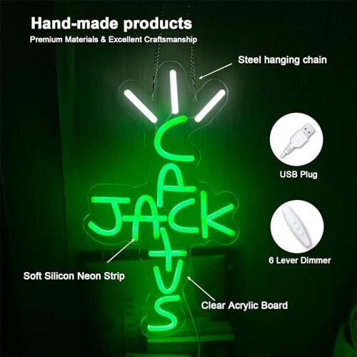 Cactus Jack Neon Signs, 9"X 16.5" Led Neon Light Sign Art Wall for ...