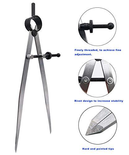 Zlksker 8 Inch Adjustable Lockable Steel Wing Divider Leather Compass ...